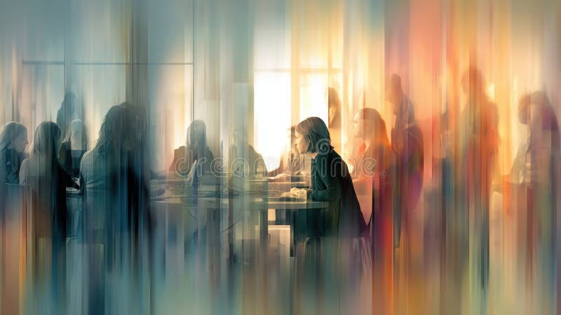 Participants Engage Discussion Virtual Meeting Blurred Background ...