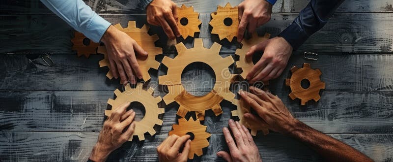 A Group of Individuals Assembling Gears on a Table during a Shared ...