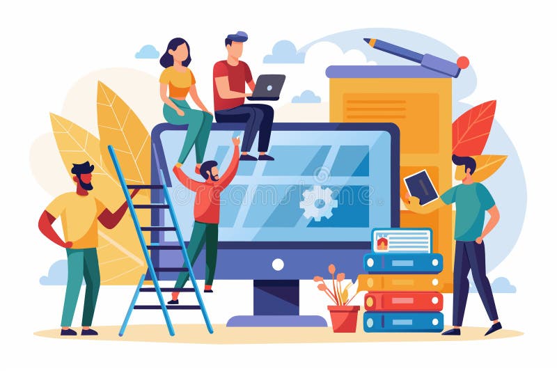 A Group of Individuals is Engaged in Setting Up Computers and ...