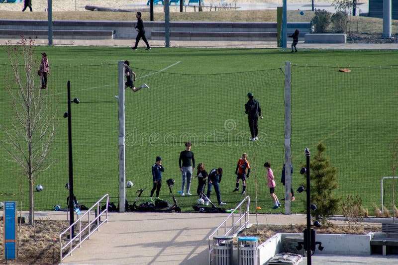 Group of People Playing on a Soccer Field Editorial Stock Photo - Image ...