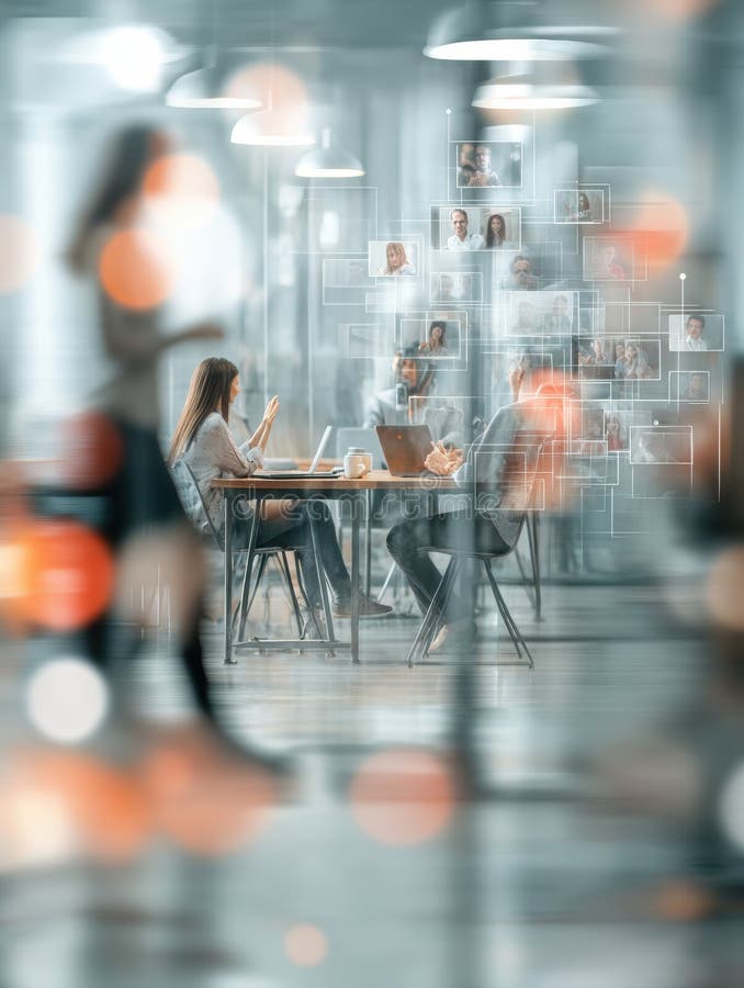 Participants Engaged in a Virtual Meeting with Blurred Background and ...