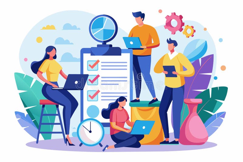 A Group of Individuals Engages in Collaborative Work, Focusing on ...