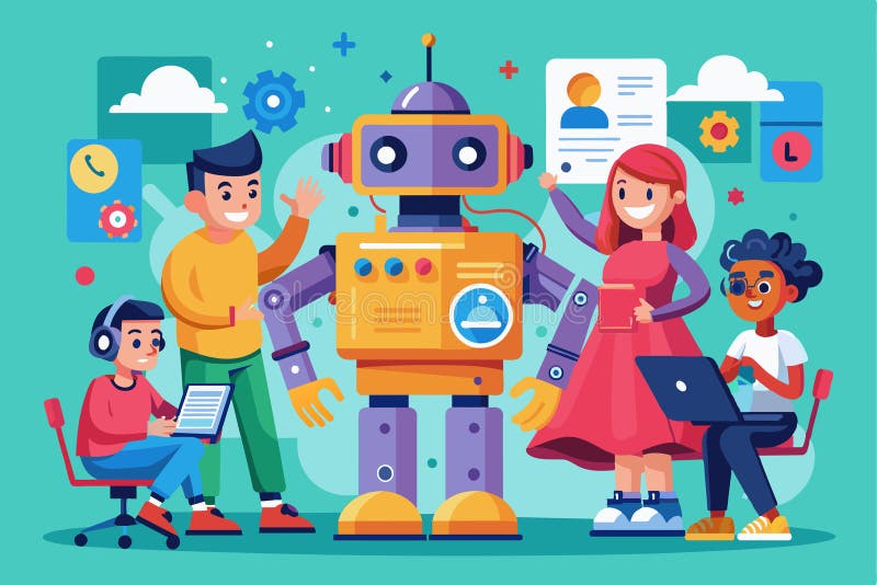 A Group of Individuals Enthusiastically Customizes a Robot while ...