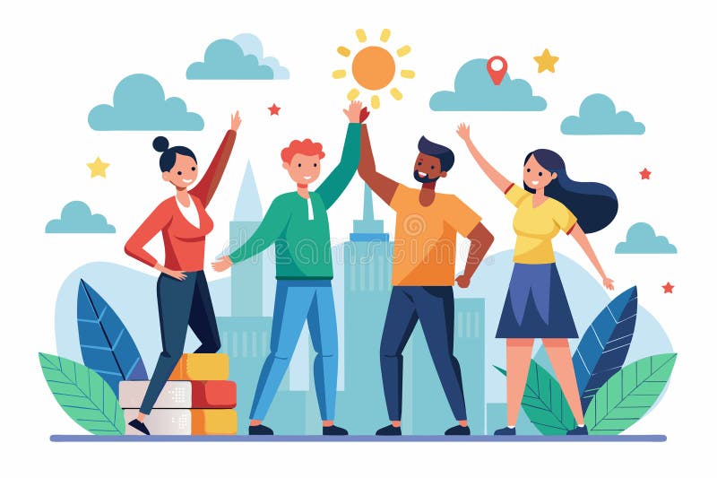 A Group of Individuals Enthusiastically Raising Their Hands in Unity ...