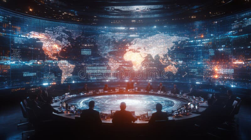 Modern Conference Room with Advanced AI Technology Visualizations in 4K ...