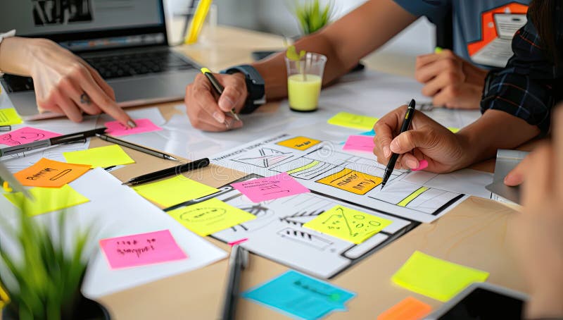A Group of Individuals Gathered Around a Document Placed on a Table ...