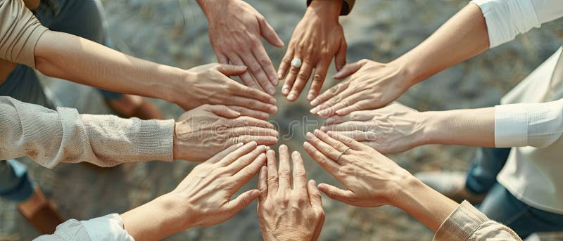 People Forming a Circle by Putting Their Hands Together Stock ...
