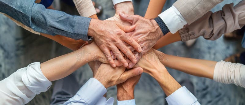 People Forming a Circle by Putting Their Hands Together Stock ...