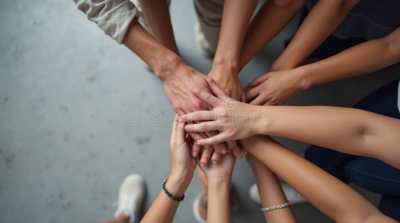 Team Members Joining Hands Together in Unity and Collaboration Stock ...