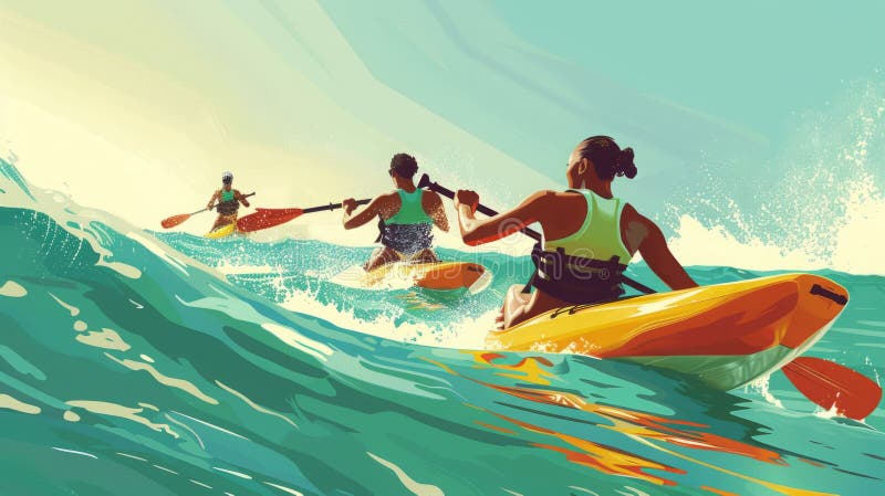 Group of People Riding on Top of a Wave in the Ocean Stock Image ...