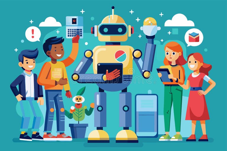 A Group of Individuals Standing Alongside a Robot, Observing Its ...