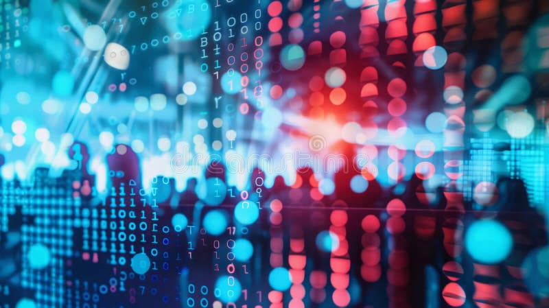 Blurry People Standing in Front of Computer Screen Stock Photo - Image ...