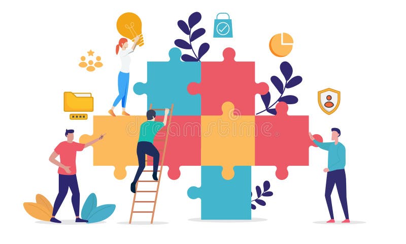 Group of Individuals Working Together To Assemble a Jigsaw Puzzle ...