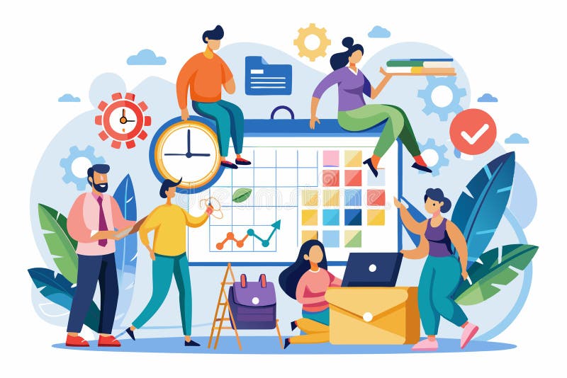 A Group of Individuals Works Together To Devise Time Management ...