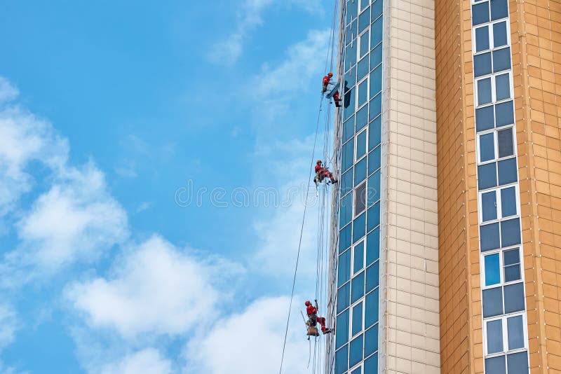 Group of Industrial Climber Work on a Modern Building Outdoor Editorial ...