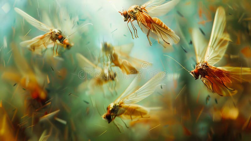 A Group of Insects Flying in the Air Stock Photo - Image of mosquito ...