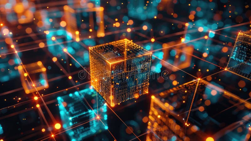 A Group of Interconnected Cubes. Ideal for Tech and Network Concepts ...