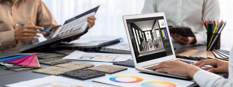 Interior Architect Designer at Table with Architecture Software ...