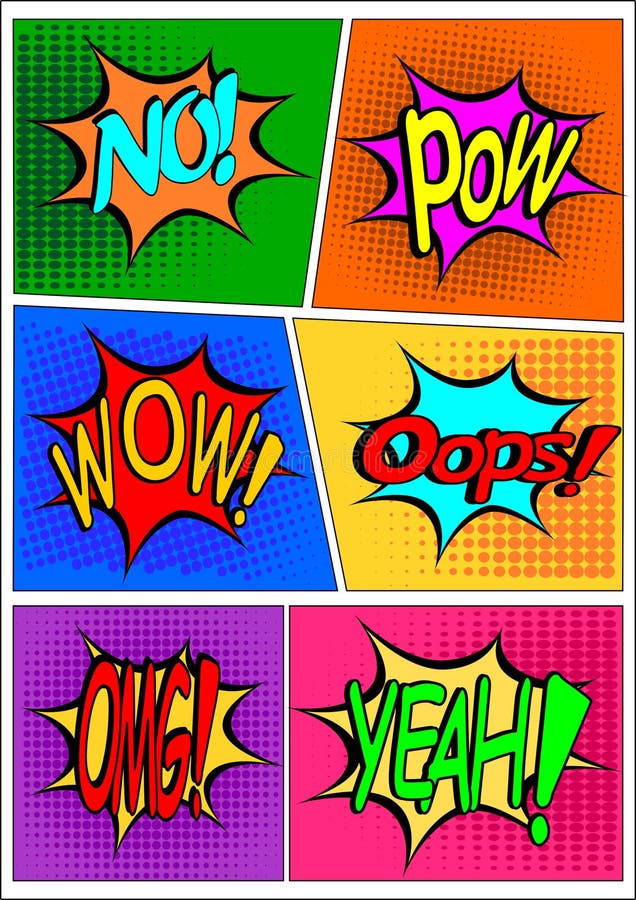 A Group of Interjections in the Manner of a Comic Text Stock ...
