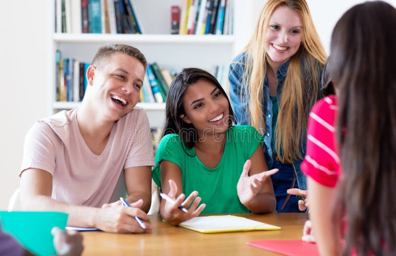Group of International Students Preparing for Exam Stock Image - Image ...