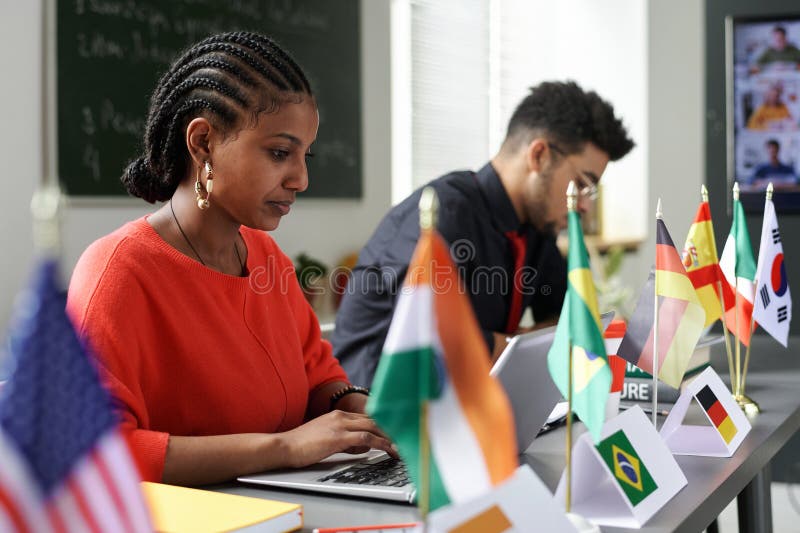 International Students Using Gadgets at Lesson Stock Image - Image of ...