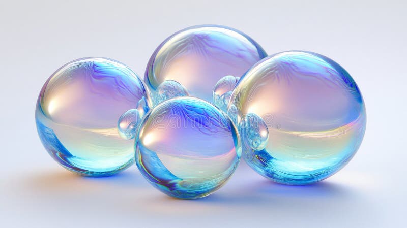 Group of Iridescent Bubbles with Pastel Colors Stock Illustration ...