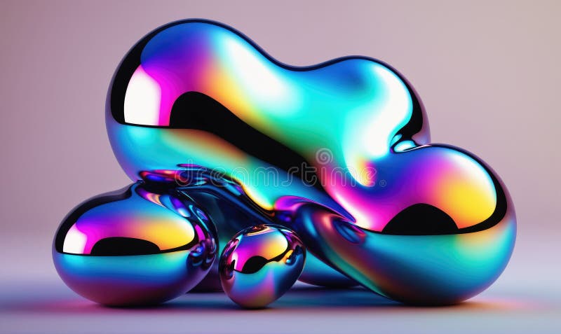 A Group of Iridescent, Metallic Spheres Rest on a Soft Surface ...