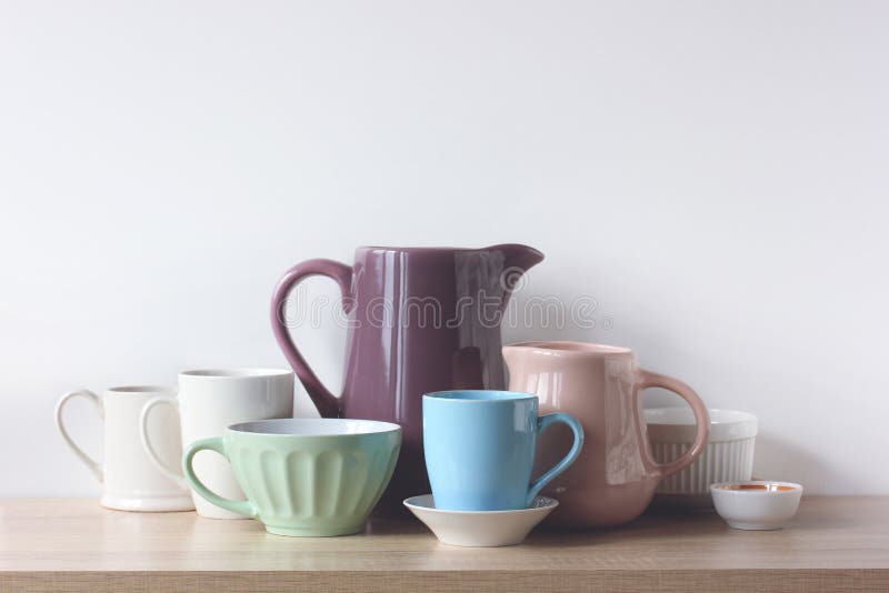 Group of Items Dishes on the Table Stock Image - Image of utensil ...
