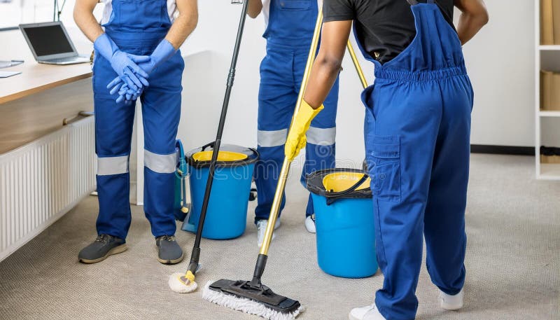 Group of Janitors Cleaning the Office Stock Image - Image of dusting ...