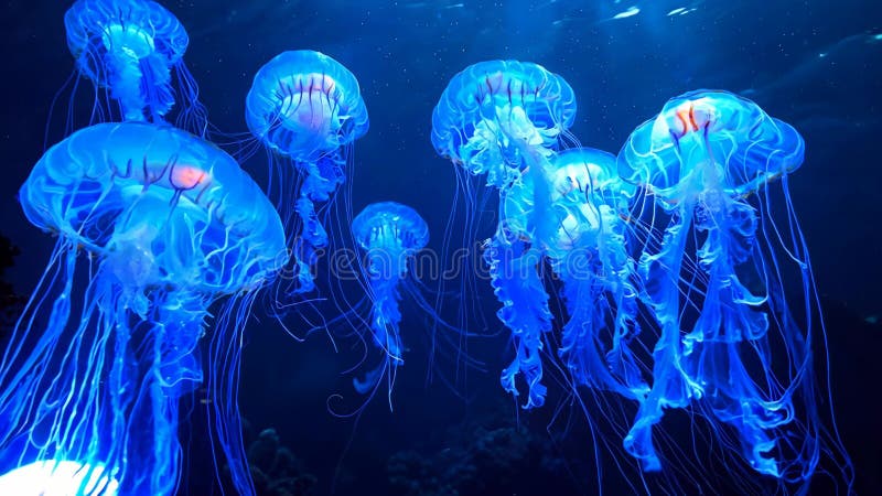 A Group of Jellyfish are Floating in the Ocean Stock Video - Video of ...