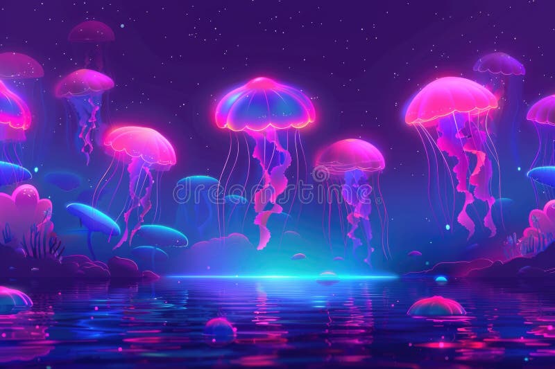 A Group of Jellyfish Floating in Water, Suitable for Marine Themed ...