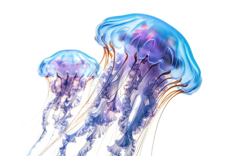 Group of Jellyfish Swimming in Calm Waters, Suitable for Use in Aquatic ...