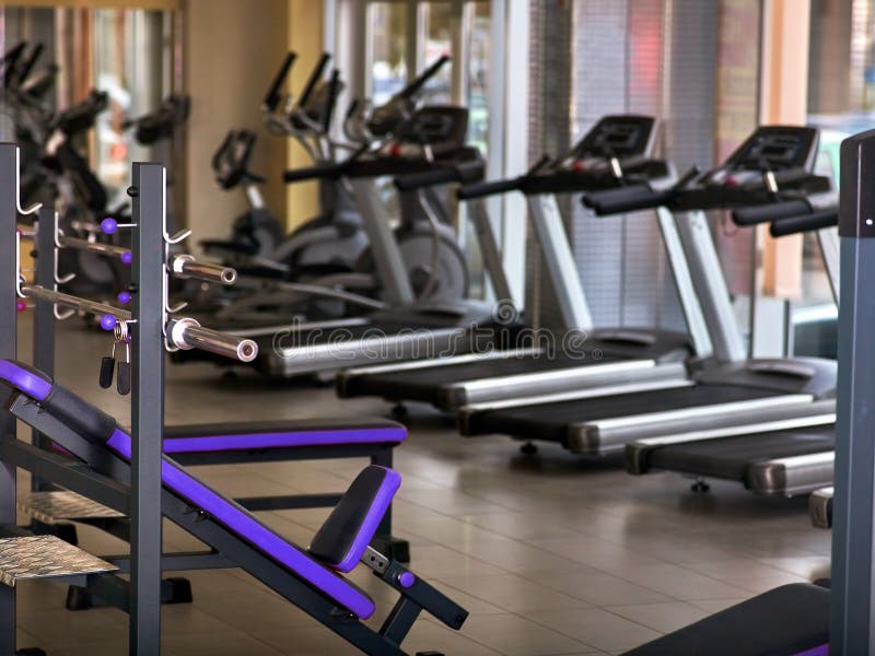 Group of Jogging Treadmill at Sport Gym. Stock Image - Image of ...