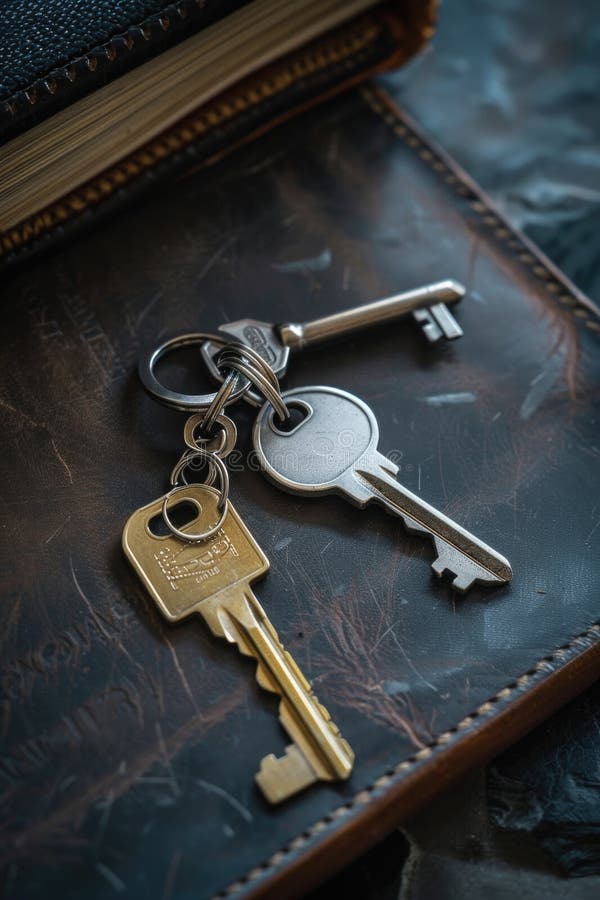 A Group of Keys Sitting on Top of an Open Book Stock Image - Image of ...