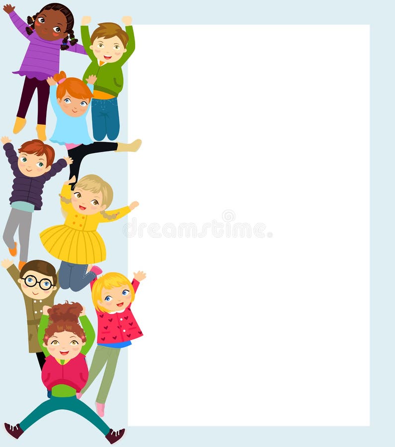 Group of kids and banner stock vector. Illustration of girls - 57662224