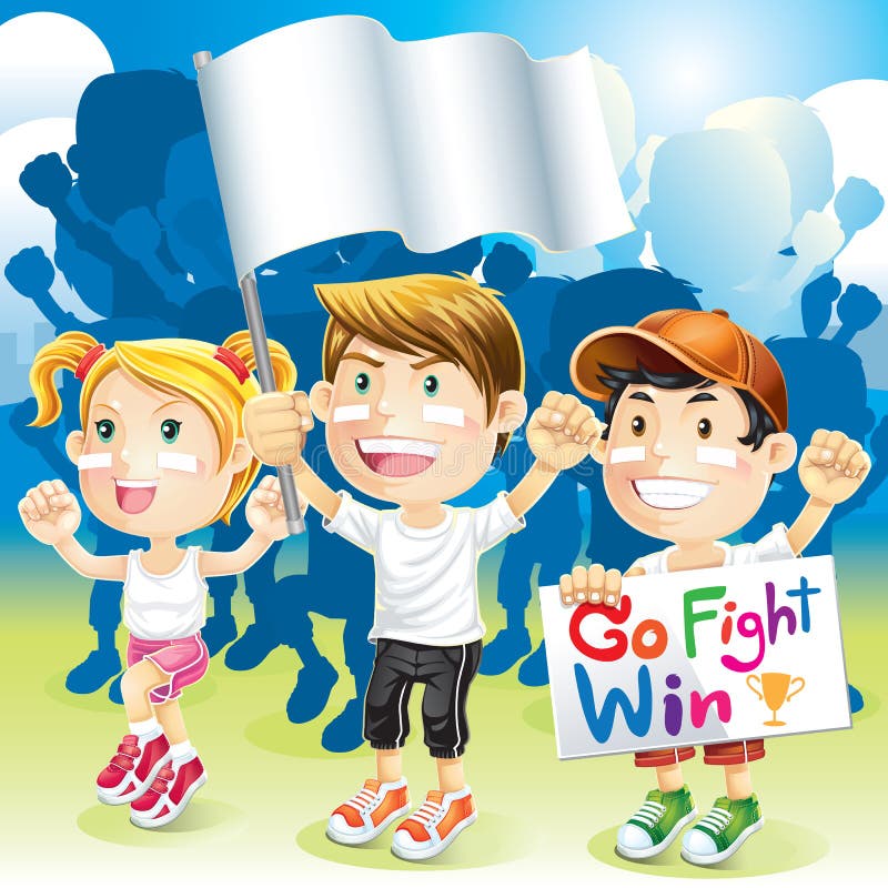 Cheering Kids Cartoon