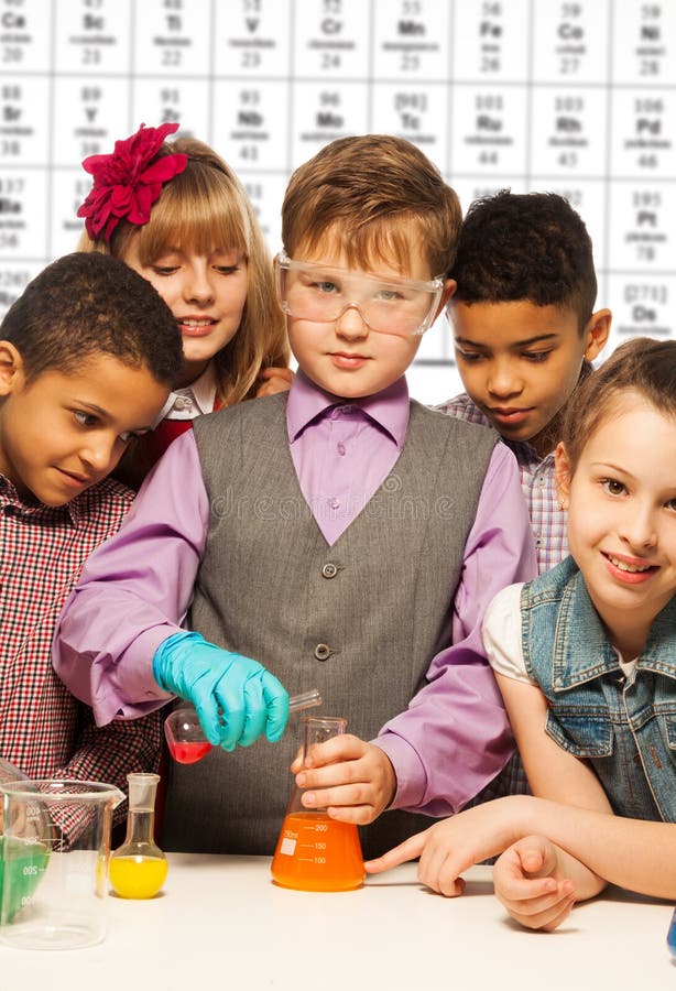 Group of Kids on Chemistry Lesson Stock Image - Image of laboratory ...