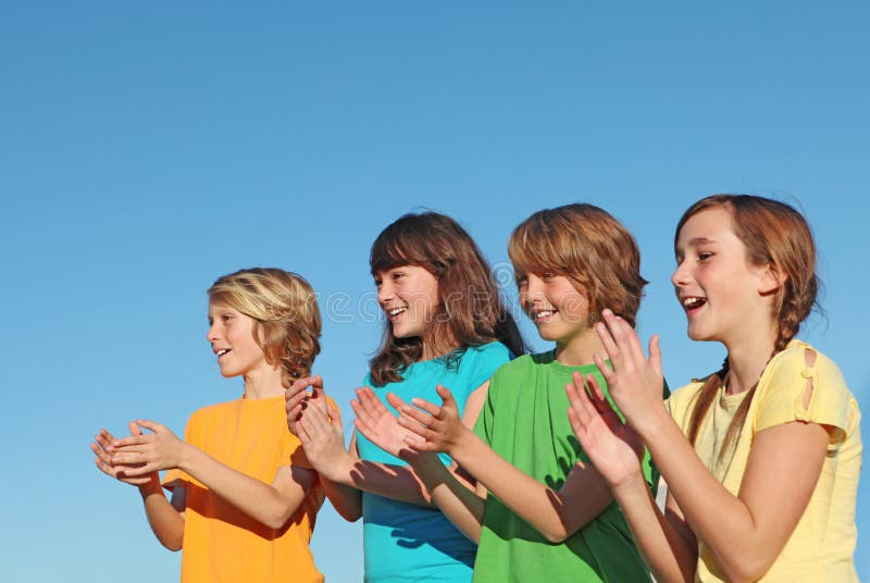 Group of kids clapping stock photo. Image of smile, friendship - 8703726