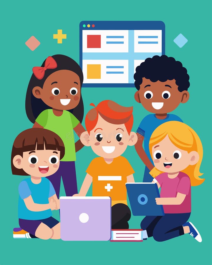 A Group of Kids Collaborating Using Their Knowledge of HTML and CSS To ... A Group of Kids Collaborating Using Their Knowledge of HTML and CSS To ...