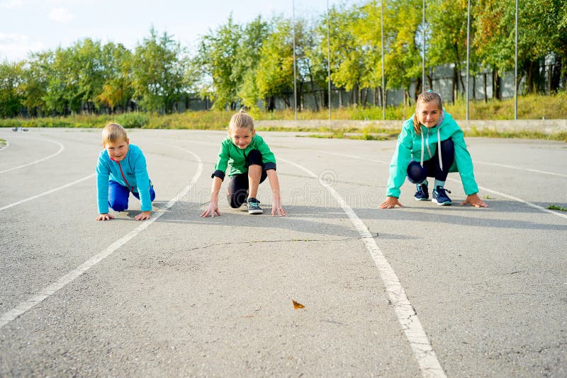 Kids on a stadium stock photo. Image of sportswear, girl - 103247730