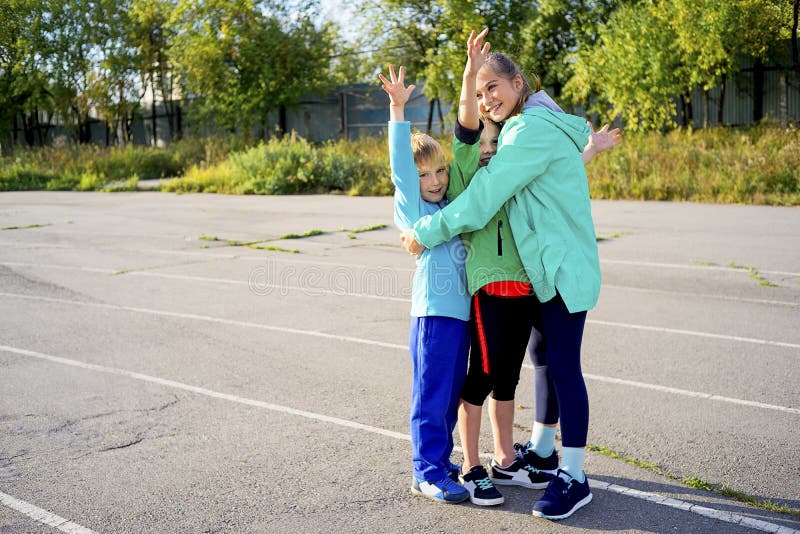 Kids on a stadium stock image. Image of school, outdoor - 103249085