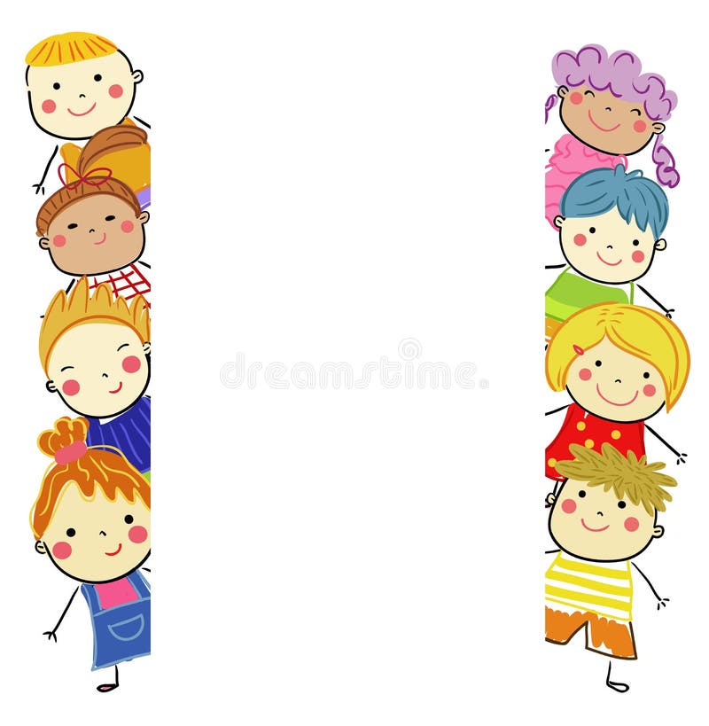 Group of Kids,drawing Sketch Stock Illustration - Illustration of child ...