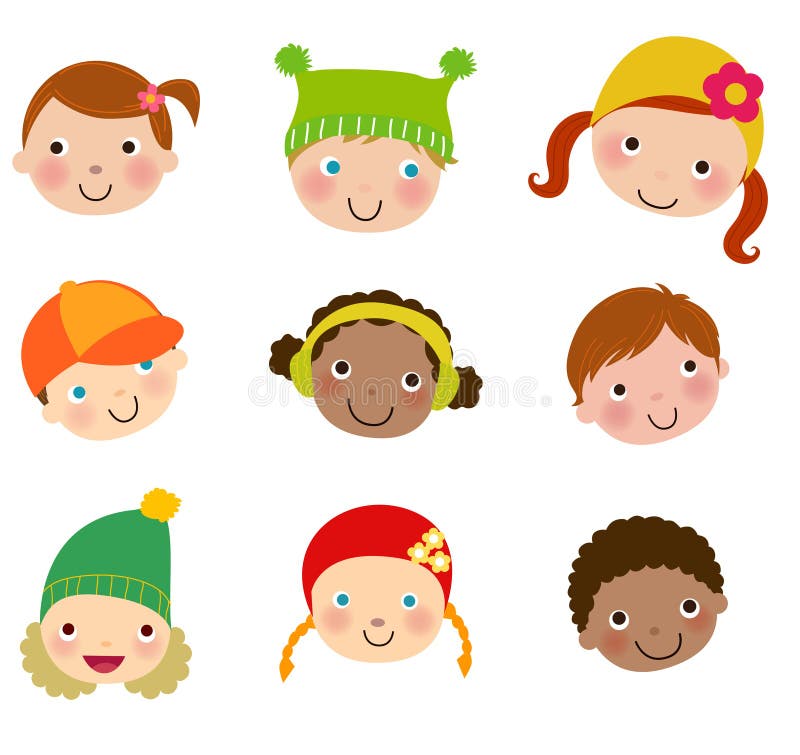 Kids face set stock vector. Illustration of object, face - 57661440