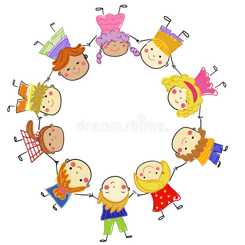 Group of Kids,drawing Sketch Stock Illustration - Illustration of ...
