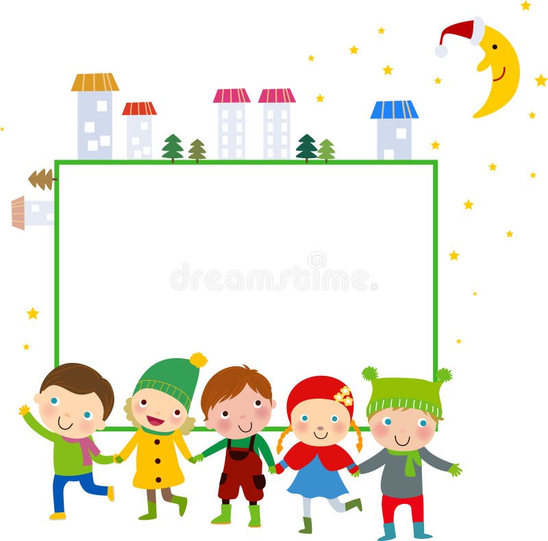 Group of Kids and Frame - Winter Stock Vector - Illustration of ...