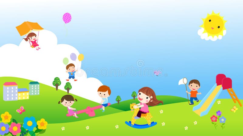 Kids at the playground stock vector. Illustration of child - 44759685