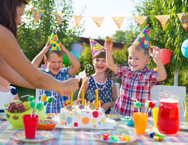 Group of Kids Having Fun at Birthday Party Stock Image - Image of ...