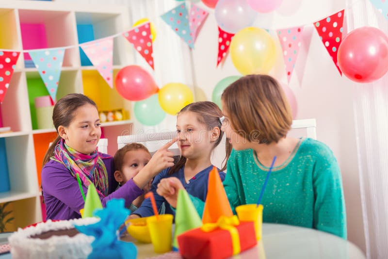 Group of Kids Having Fun at Birthday Party Stock Photo - Image of ...