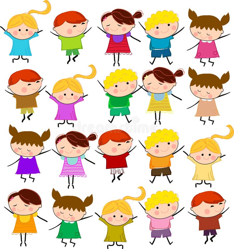 Group of kids having fun stock vector. Illustration of kindergarten ...