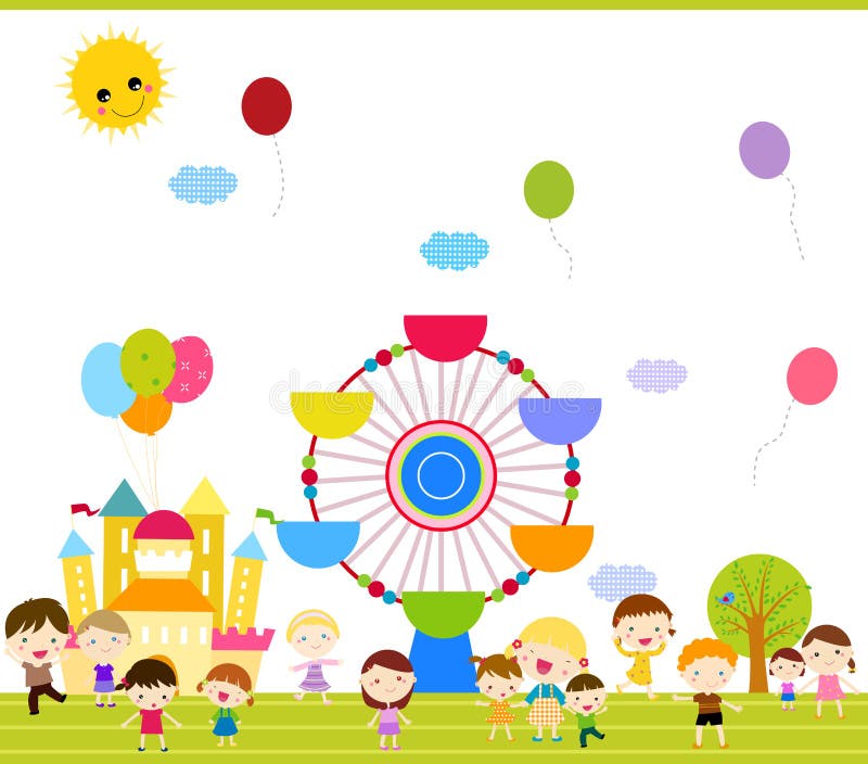 Group of kids having fun stock vector. Illustration of happy - 35297022